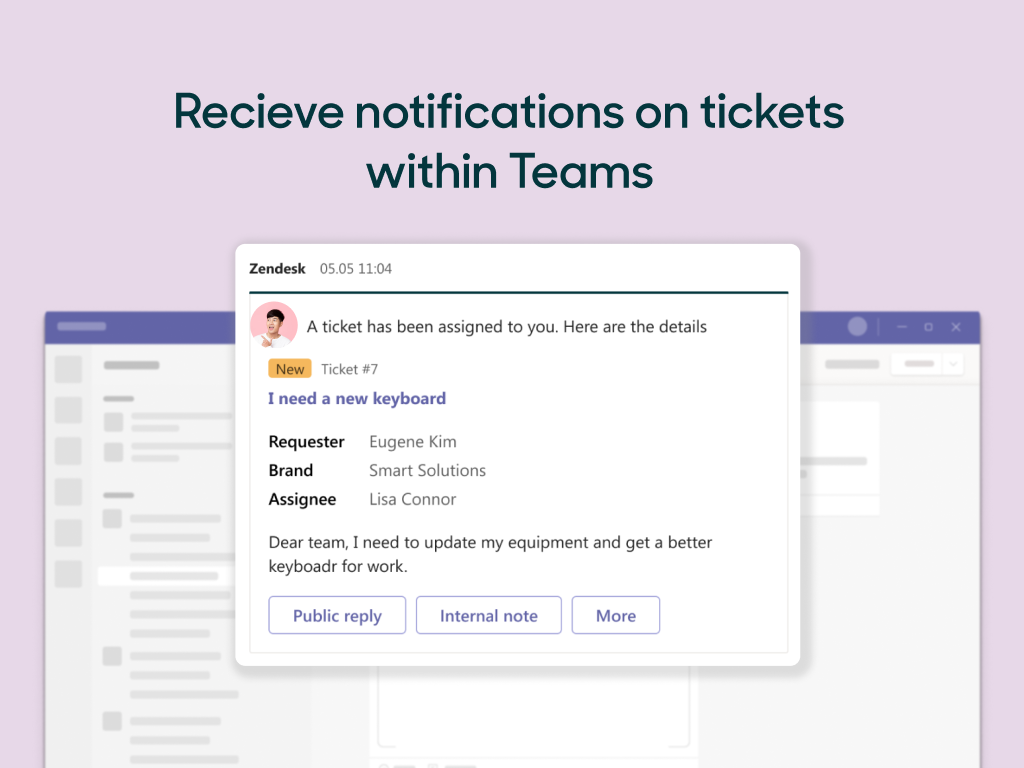 Microsoft Teams for Support App Integration with Zendesk Support